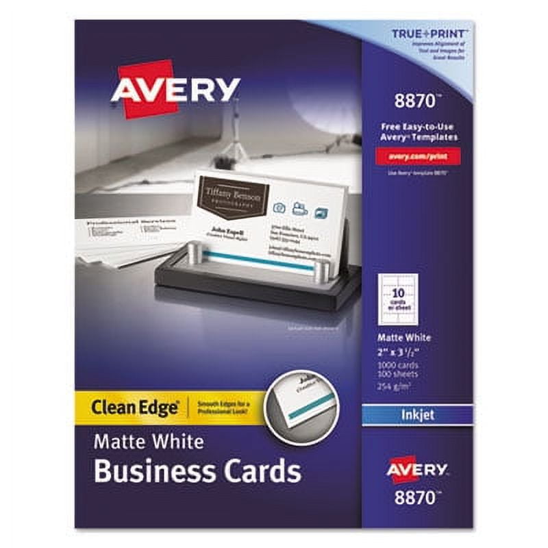 Avery 8870 Two-Side Printable Clean Edge Business Cards, Inkjet, 2 x 3 ...