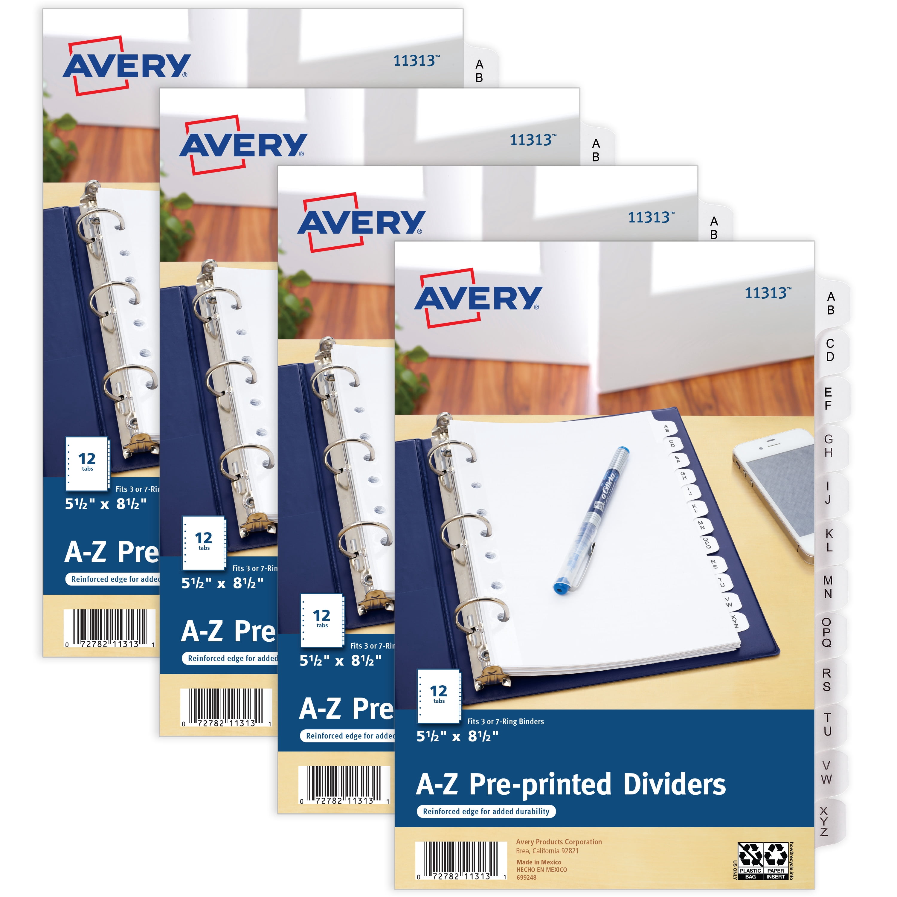 Avery A-Z 12-Tab Mini Dividers, 8.5