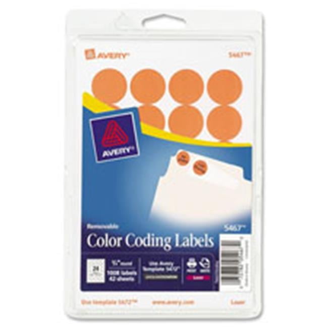 Avery AV Removable Labels - Orange Neon - 1.25 in. Round - 400-PK ...