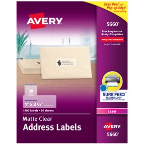 Avery, Address Labels, 1-1/3" x 4" , White, 1,400ct - Walmart.com