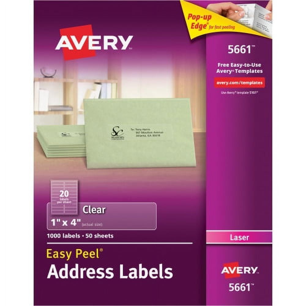 Avery Address Labels - Sure Feed Permanent Adhesive - 1" Width x 4 1/8 ...