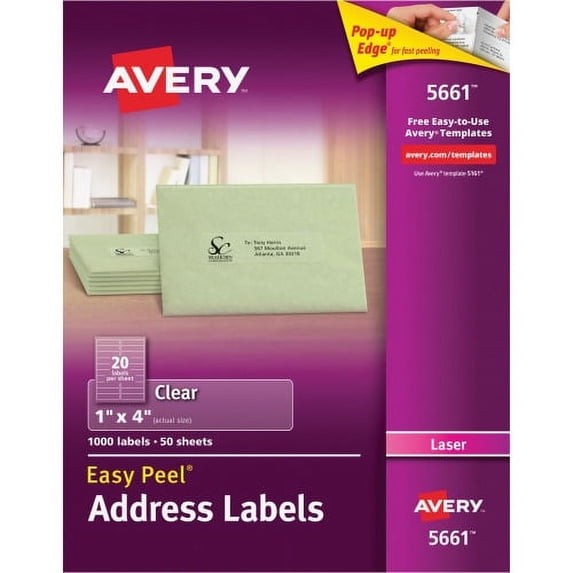 Avery Address Labels - Sure Feed Permanent Adhesive - 1" Width x 4 1/8 ...