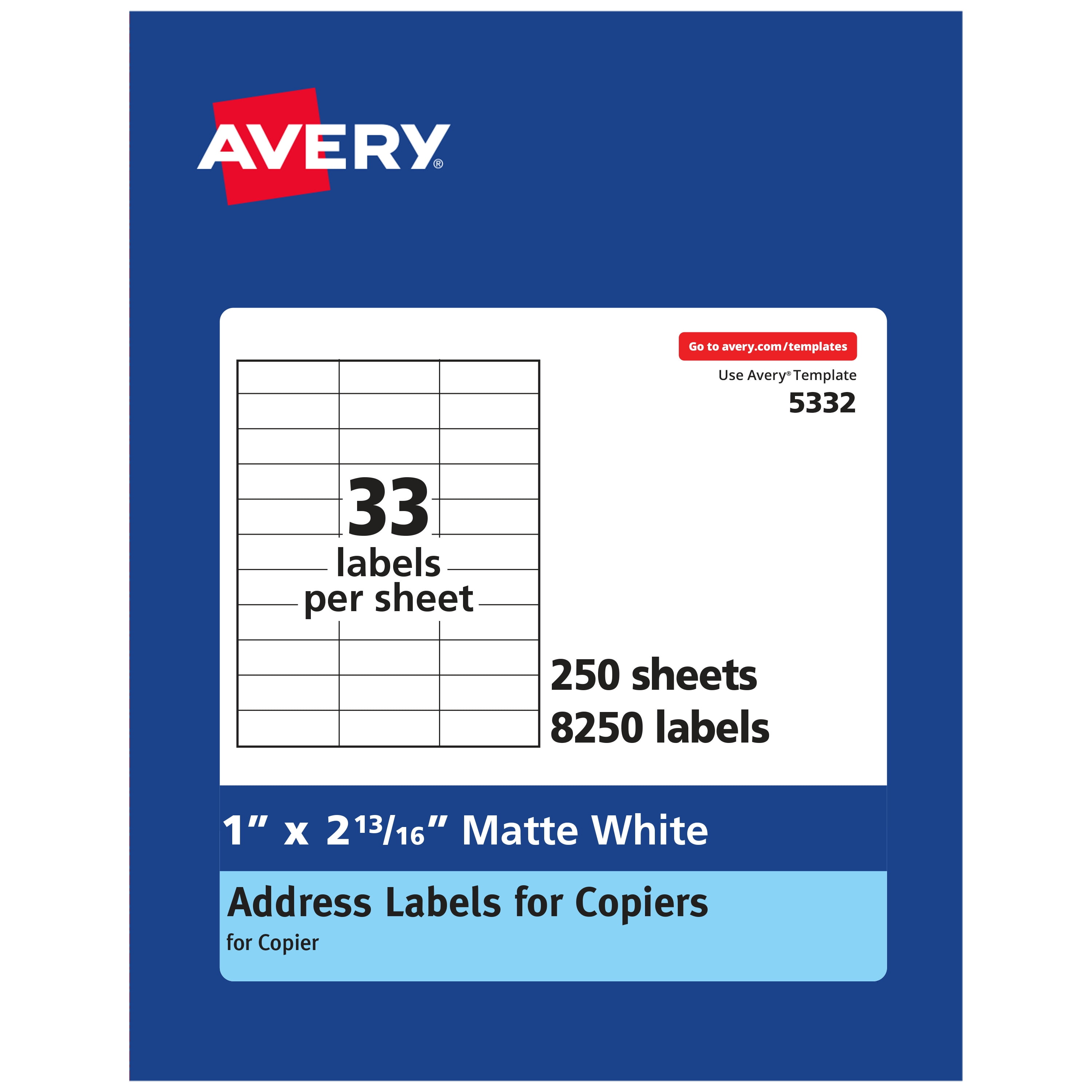 Avery Address Labels for Copiers,1" x 2-13/16", 8,250 Labels (5332 ...