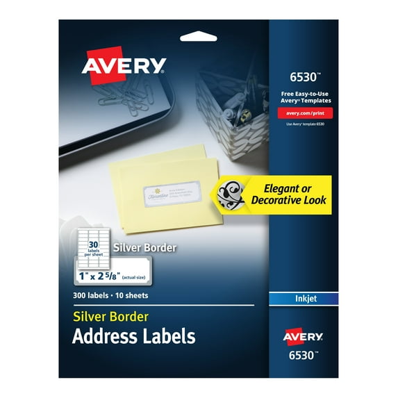 Avery Address Labels with Silver Border for Inkjet Printers, 1" x 2-5/8 ...