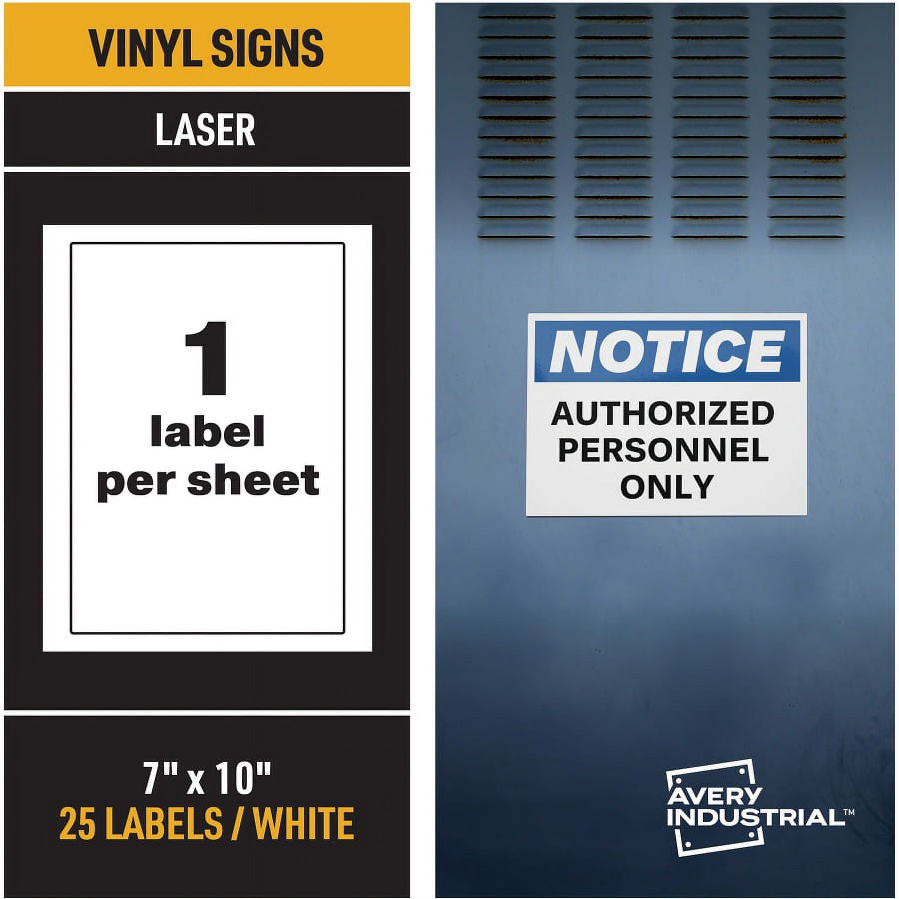 Avery; Adhesive Printable Vinyl Signs - 5" Width x 7" Length ...