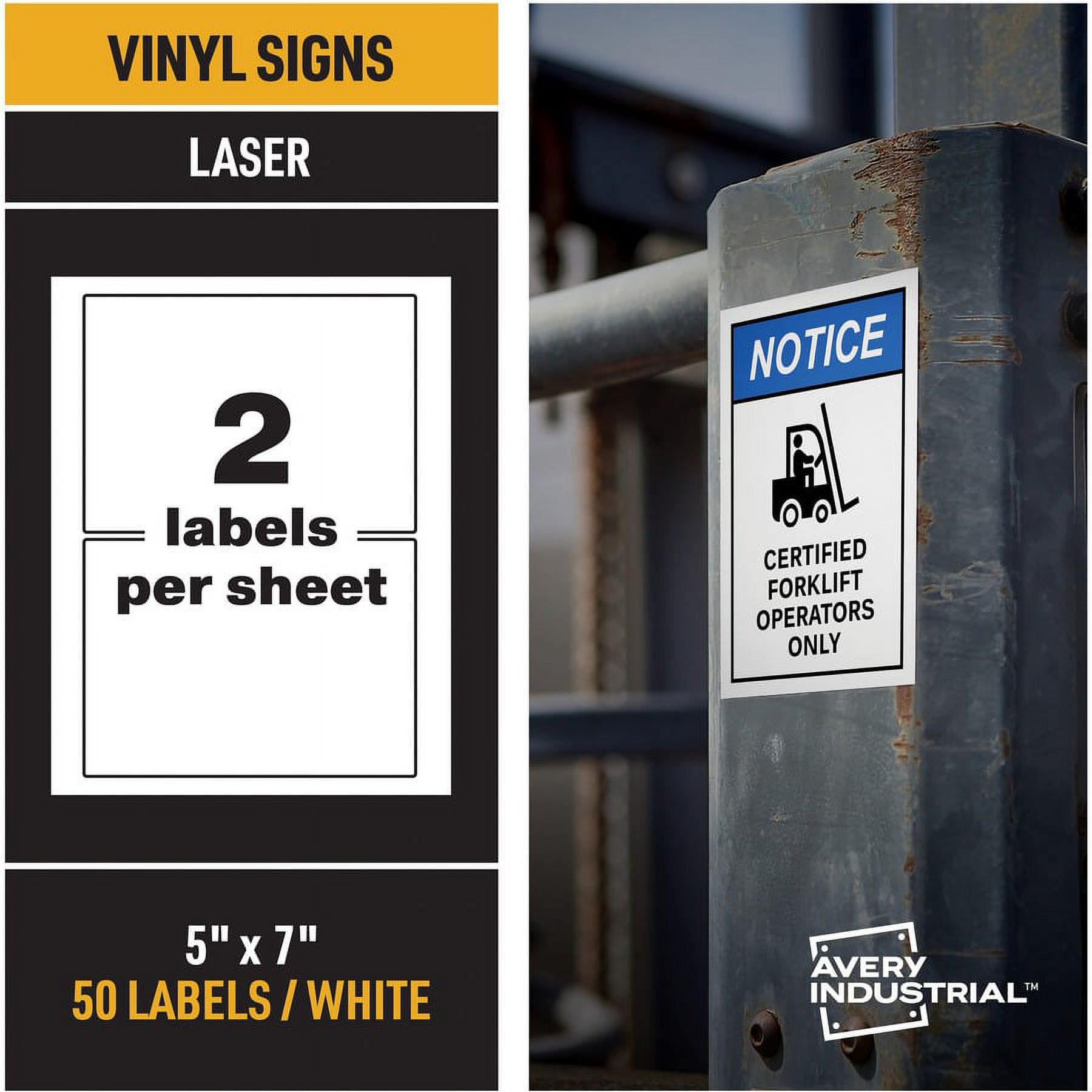 Avery® Adhesive Printable Vinyl Signs - 5" Width x 7" Length ...