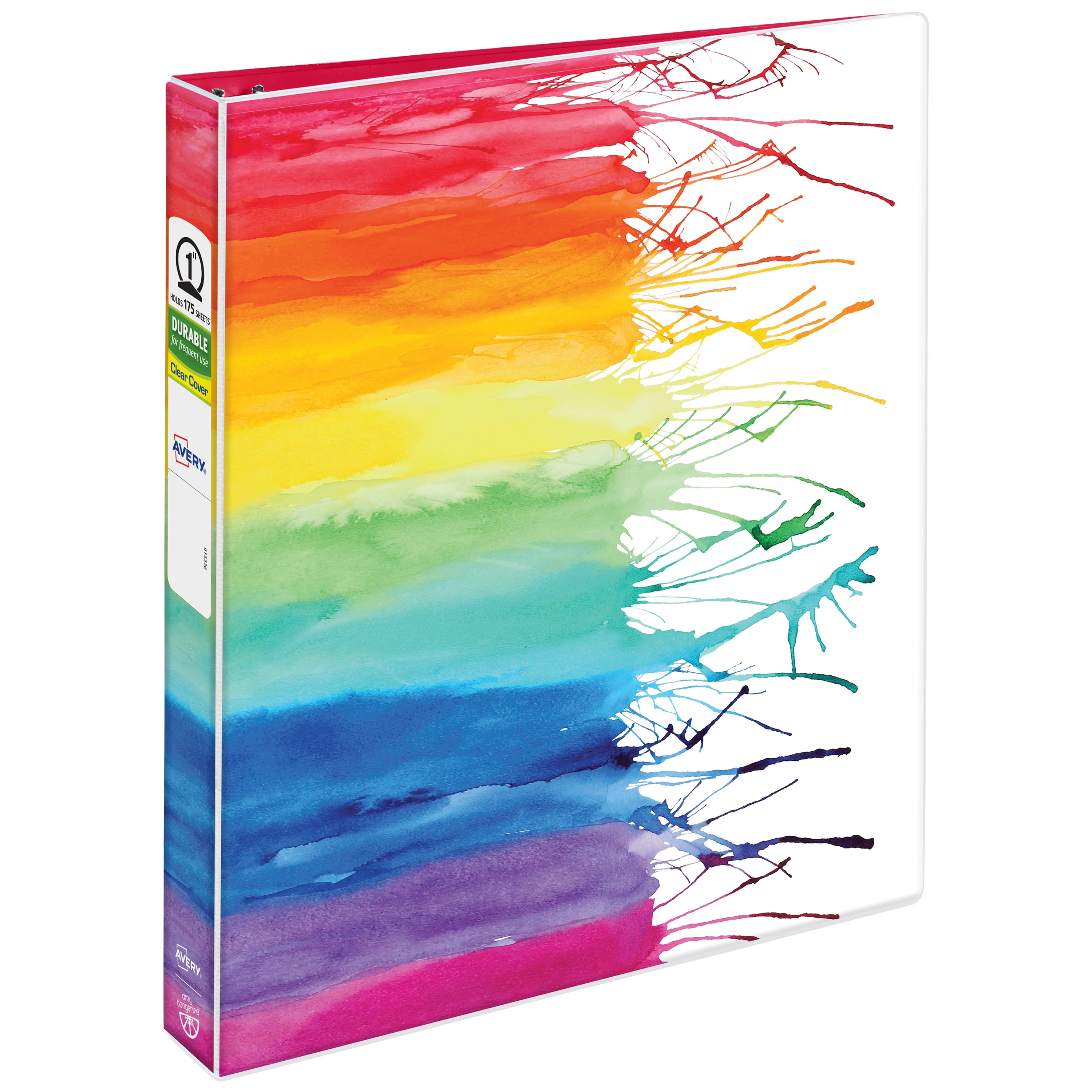 Avery + Amy Tangerine Binder, 1", Watercolor Rainbow (28322) - Walmart.com