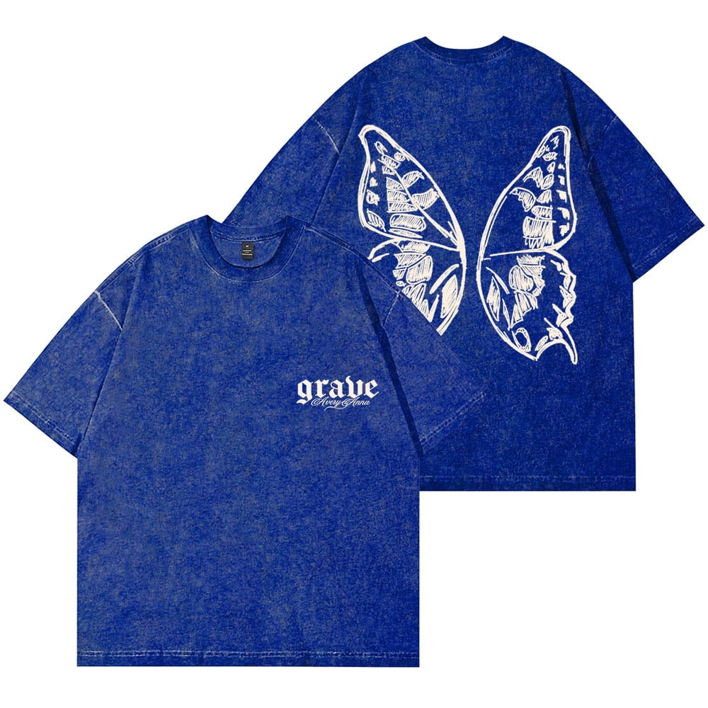 Avery Anna Grave Wash T-Shirts Let Go Letters Tour 2025 Merch Women Men Cotton Short Sleeve Tee ...