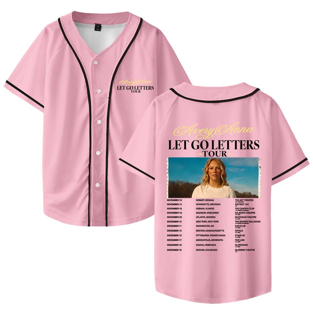 Avery Anna Let Go Letters Tour 2025 Merch Baseball Jersey Shirt V-Neck ...