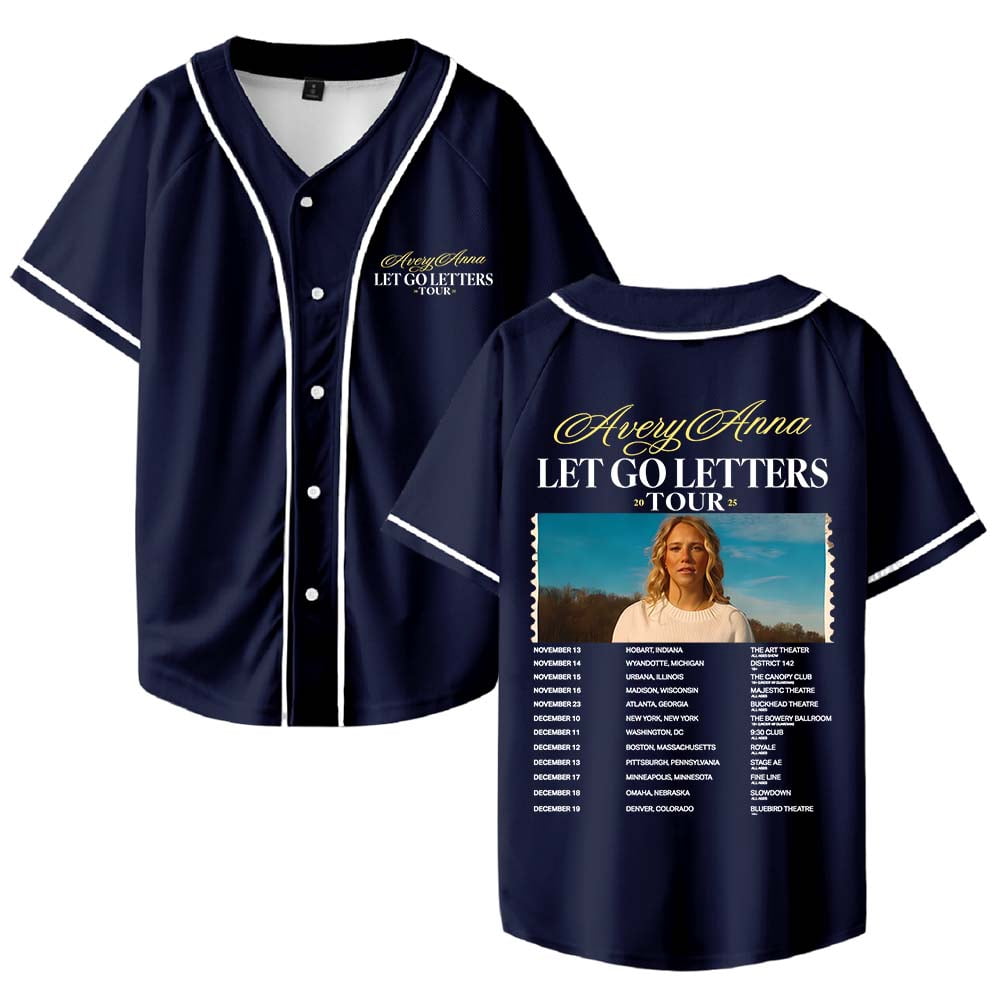 Avery Anna Let Go Letters Tour 2025 Merch Baseball Jersey Shirt V-Neck ...