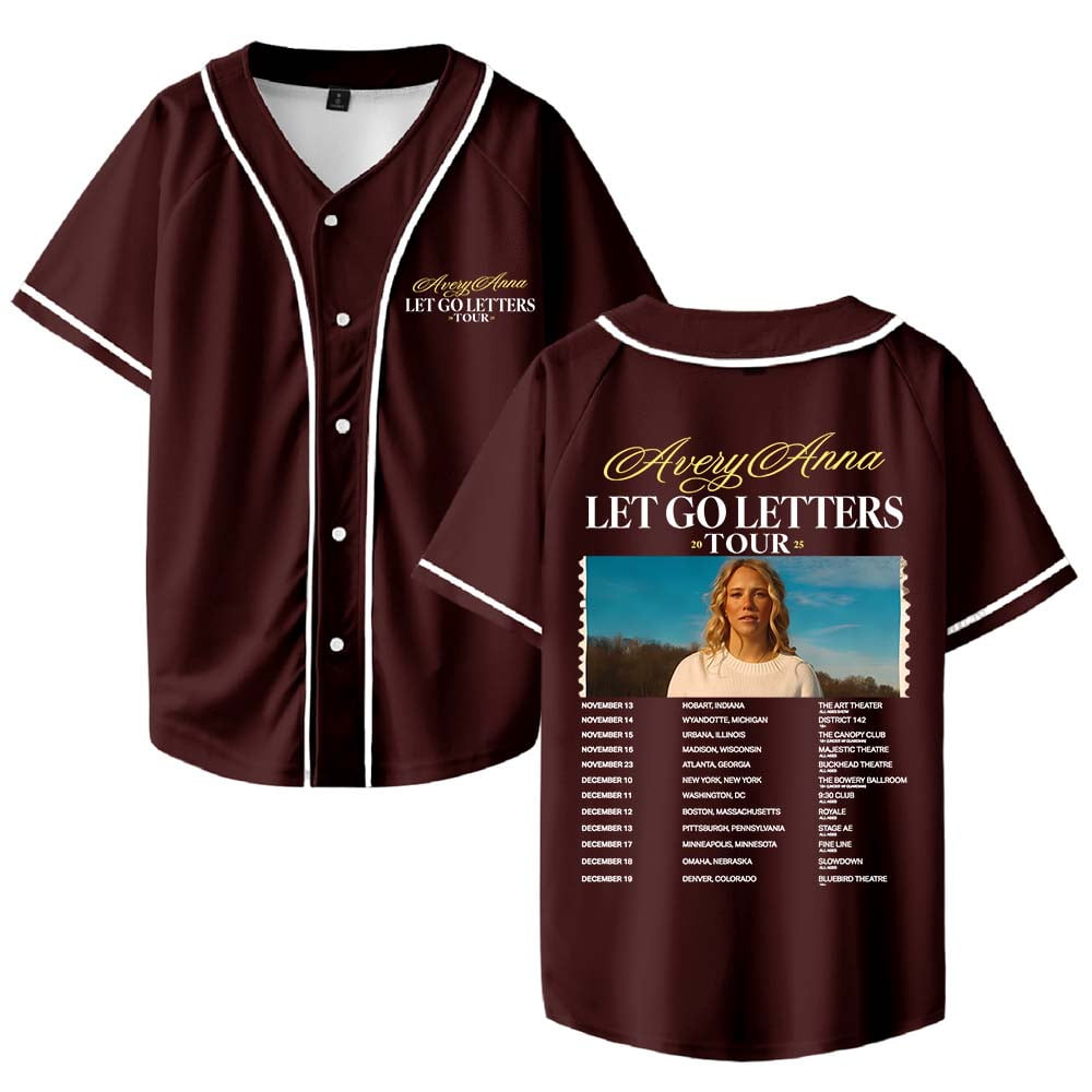 Avery Anna Let Go Letters Tour 2025 Merch Baseball Jersey Shirt V-Neck ...