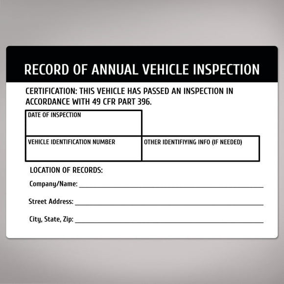 Annual Vehicle Inspection Label