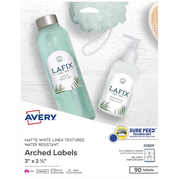 Avery Arched Labels, Sure Feed, 2-1/4" x 3", 90 Labels (22809 ...