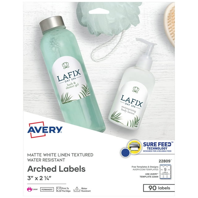 Avery Arched Labels, Sure Feed, 2-1/4" x 3", 90 Labels (22809 ...