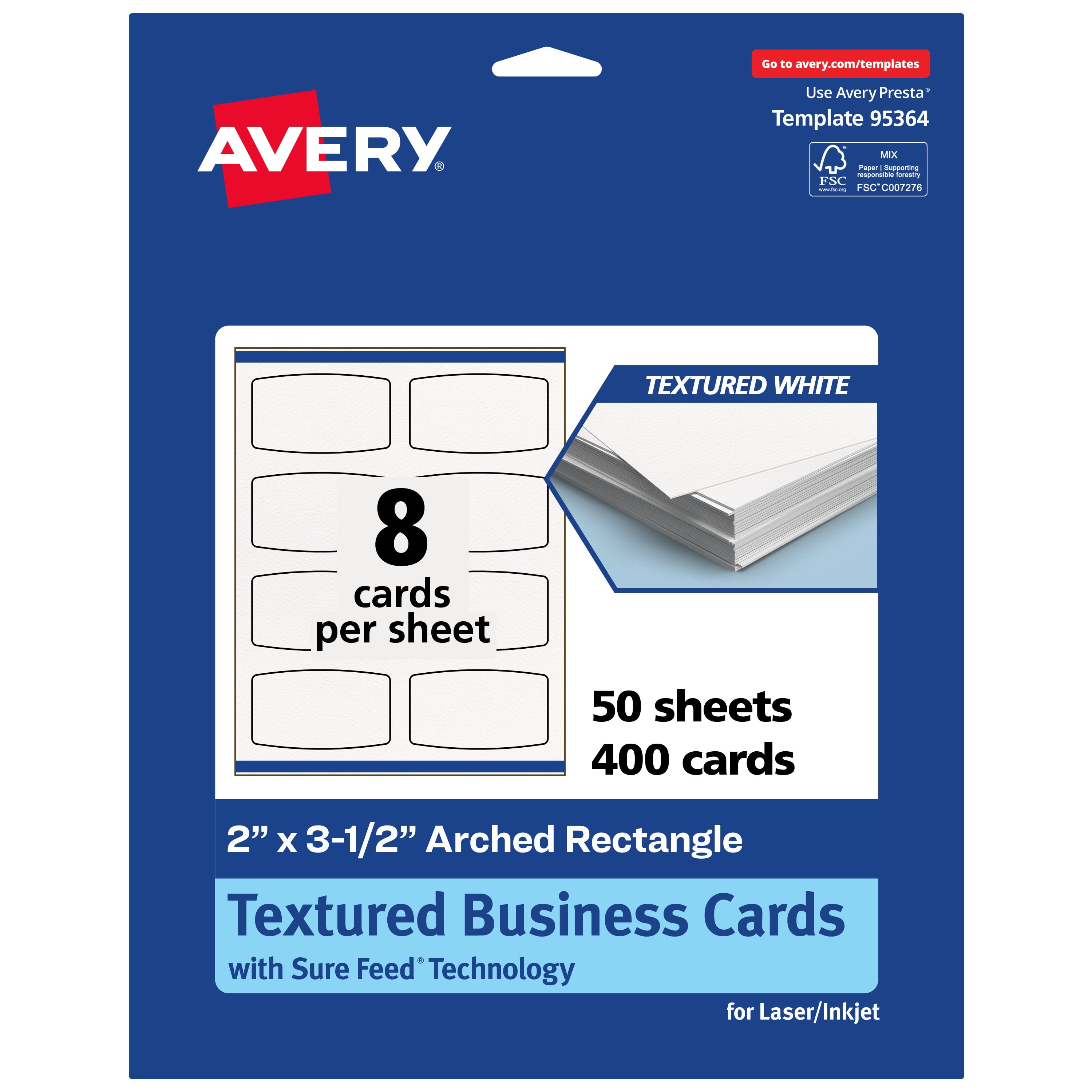 Avery Arched Rectangle Business Cards , 2" x 3.5", Matte, 400 Total ...