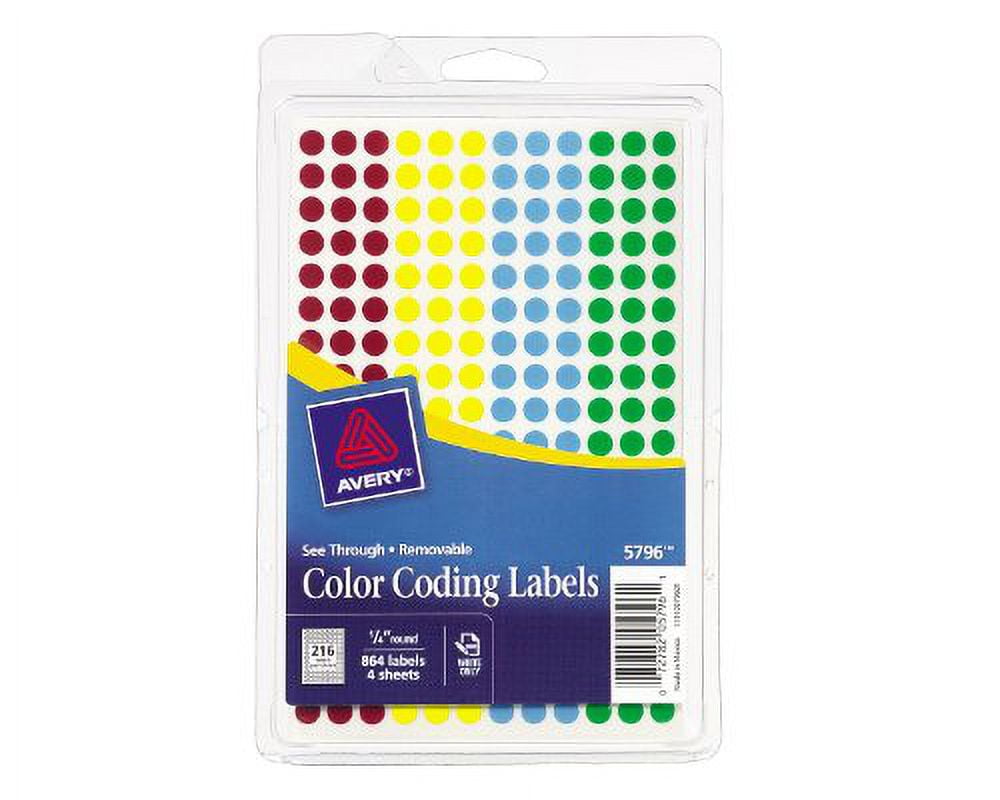 Avery Assorted Removable See-Through Color Dots, 0.25-Inch Round, Pack ...