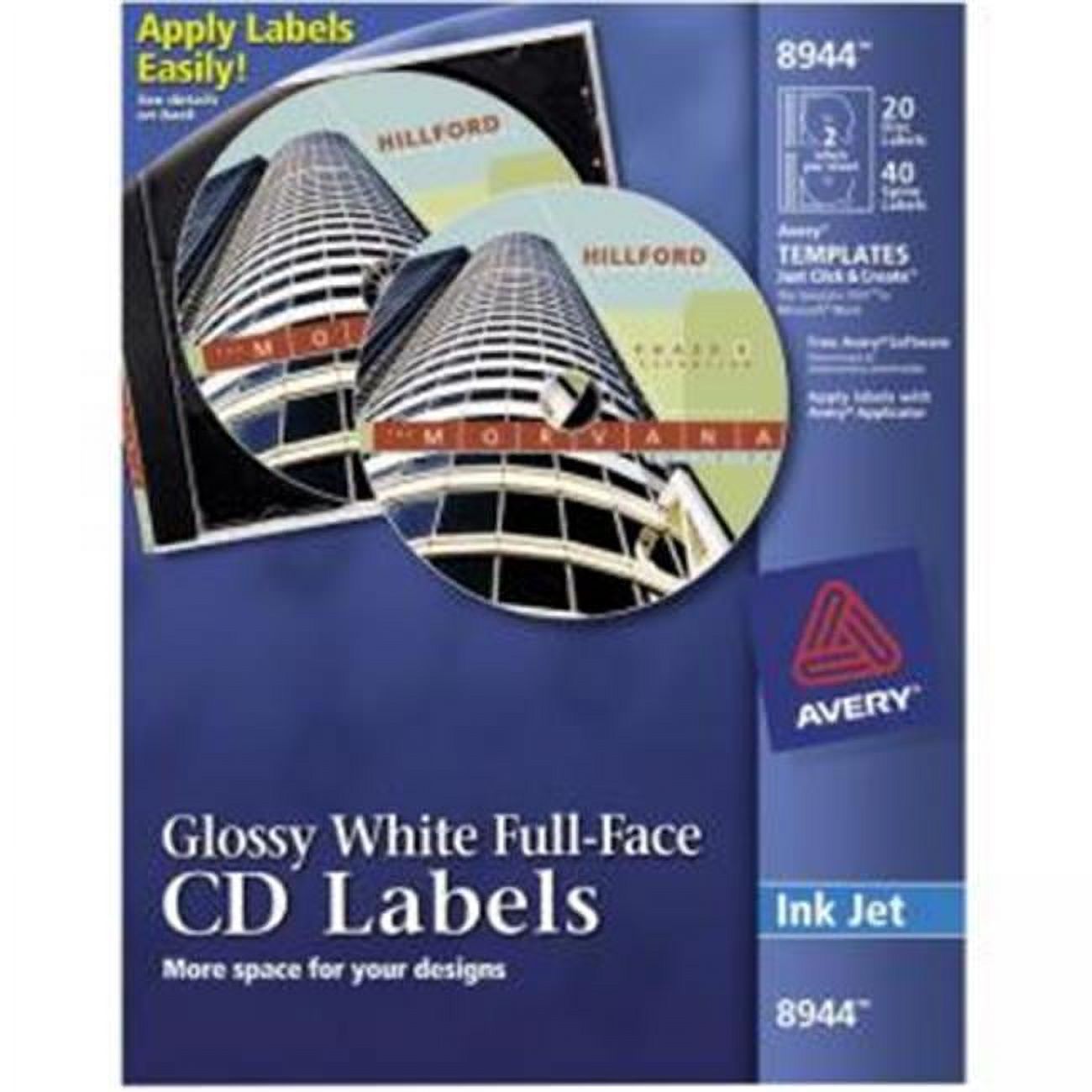 Avery Avery Inkjet Full-Face CD Labels- Glossy White- 20/Pack- PK ...