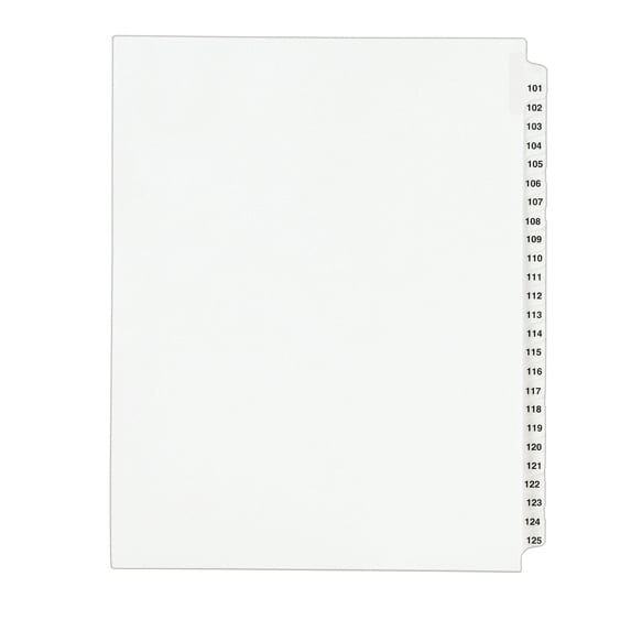 Avery Avery-Style Legal Exhibit Side Tab Divider, Title: 101-125 ...