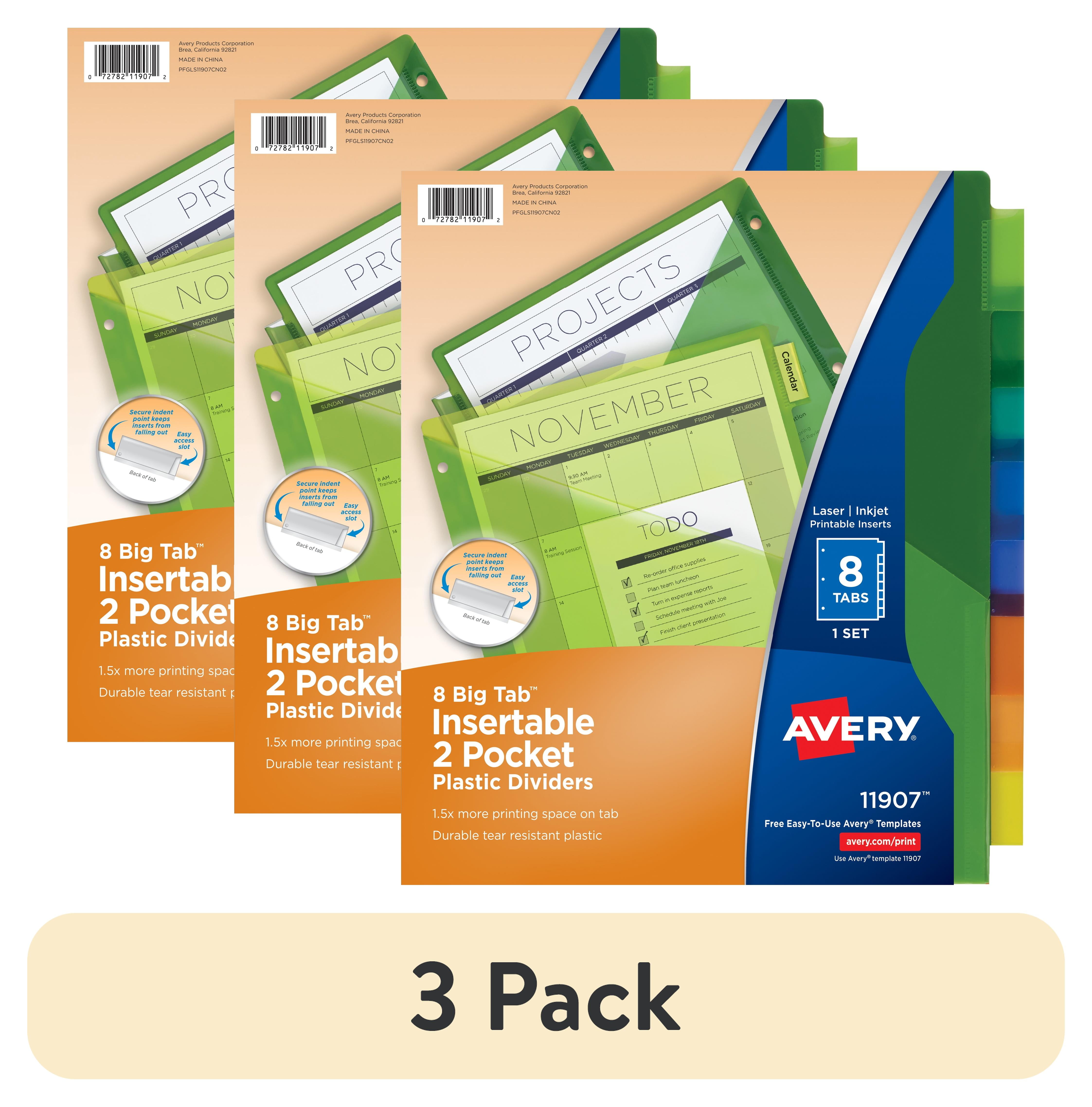 (3 pack) Avery Big Tab Insertable 2 Pocket Dividers, 8 Tabs (11907 ... (3 pack) Avery Big Tab Insertable 2 Pocket Dividers, 8 Tabs (11907 ...