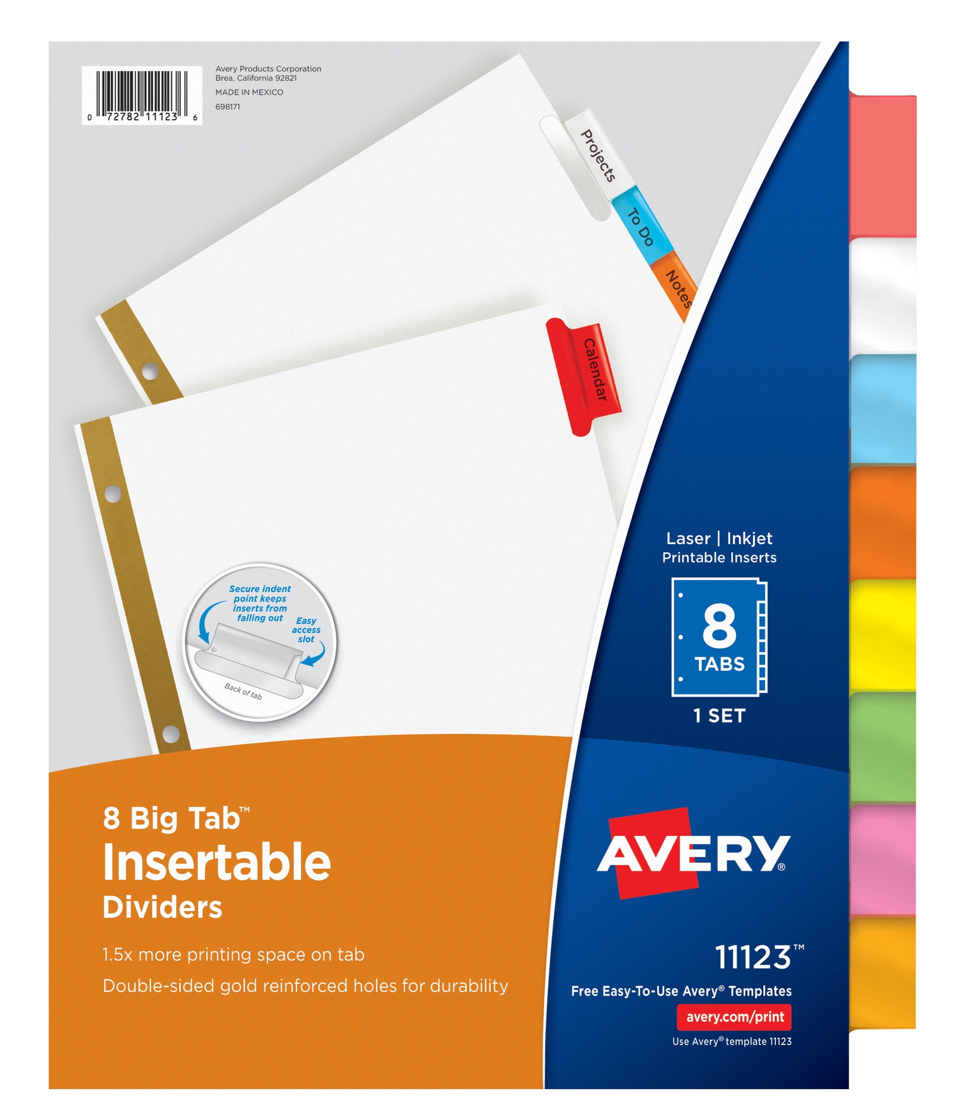 Avery Big Tab Insertable Dividers, 8-Tab Set, Multicolor (11123 ...