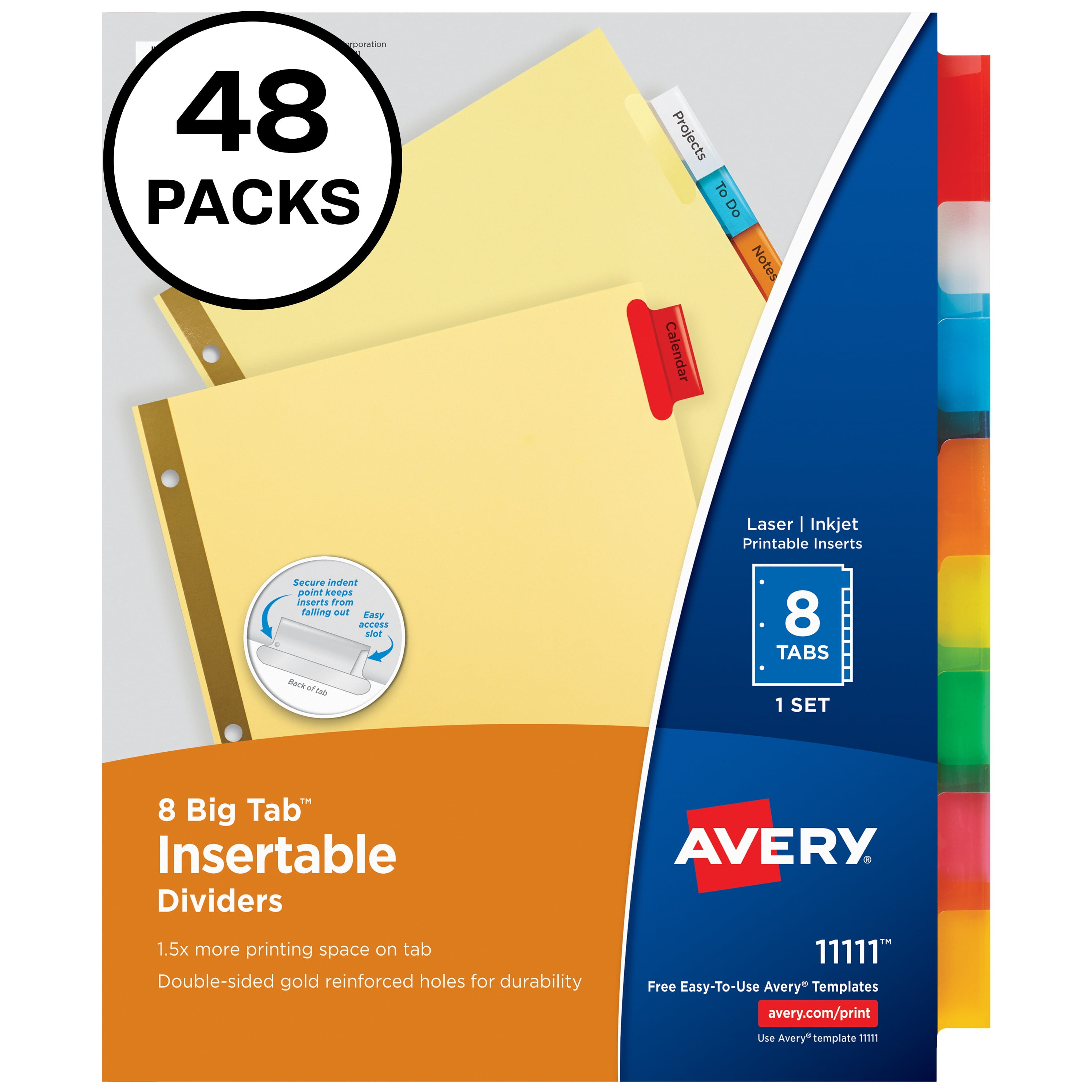 Avery Big Tab Insertable Dividers, Buff Paper, Multicolor Tabs, 8-Tab Set (11111) - 48 Pack ...