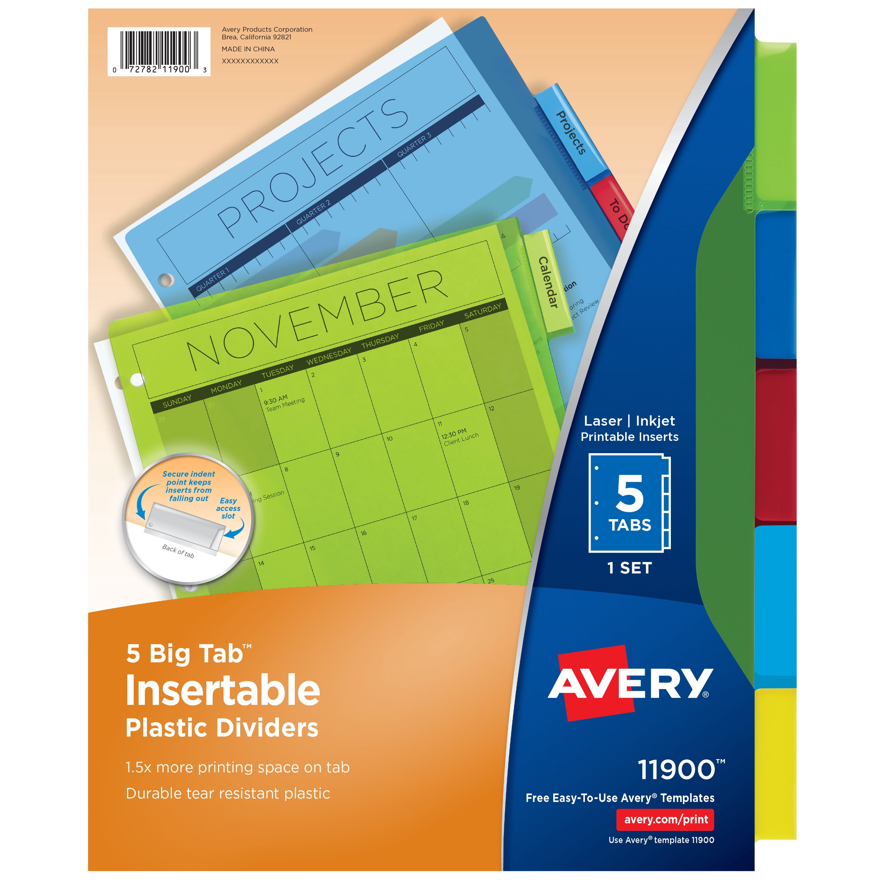 Avery 5-Tab Plastic Binder Dividers, Big Tab Insertable, Multicolor ...