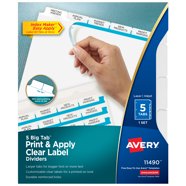 Avery 5-Tab Multicolor Plastic Dividers, Easy Print & Apply Clear Label ...