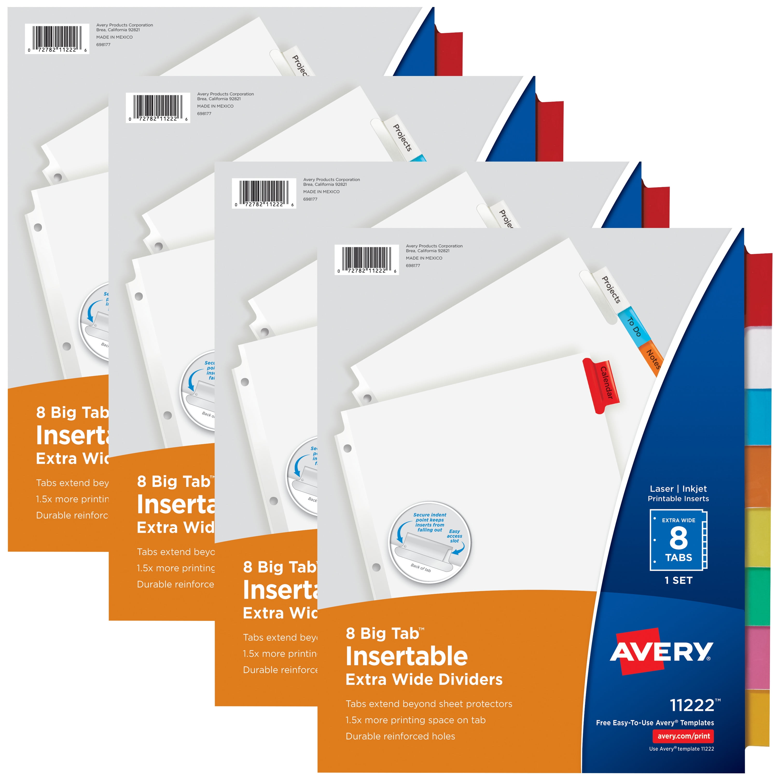 Avery Extra Wide Big Tab Printable Binder Page Dividers, 8-Tabs ...