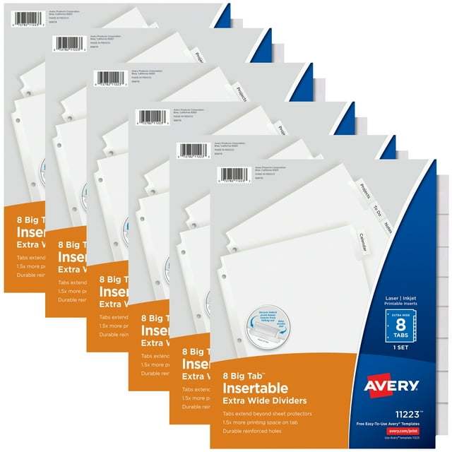 Avery Big Tab Extra Wide Dividers, 8-Tabs, 6 Sets (21940) - Walmart.com