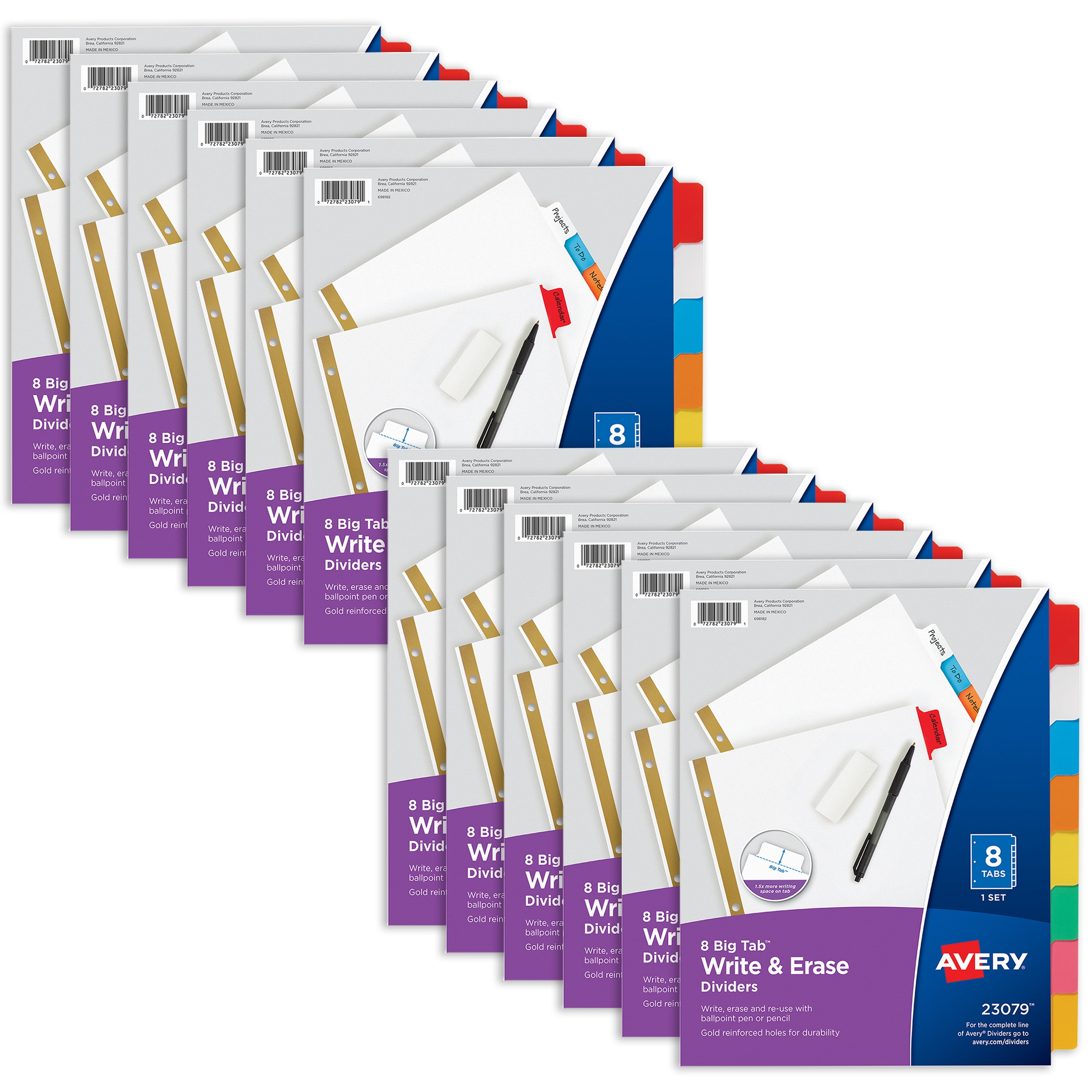 Avery Big Tab Write & Erase 8-Tab Dividers (12-Pack of 23079) - Walmart.com