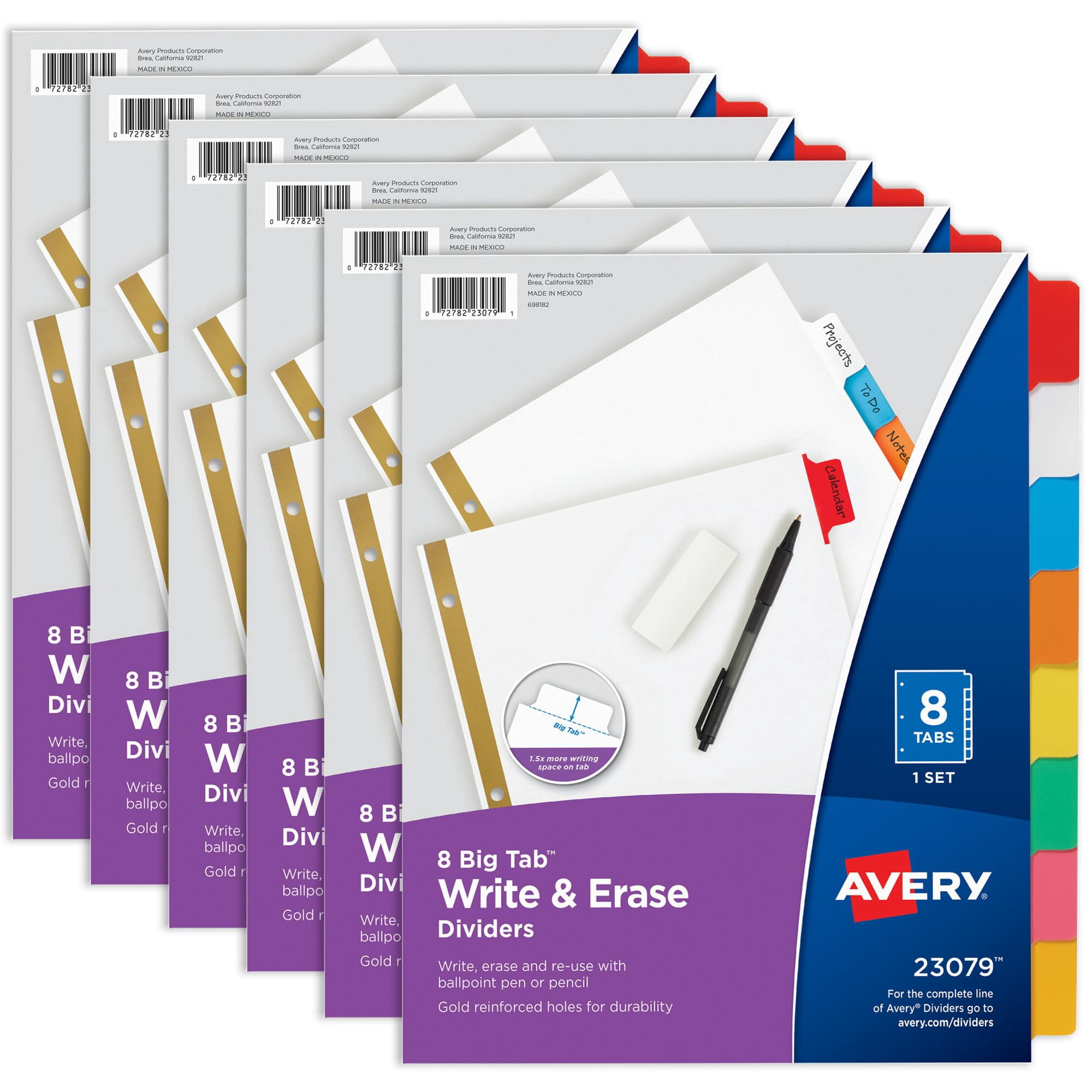 Avery Big Tab Write & Erase 8 Tab Dividers for 3 Ring Binders ...