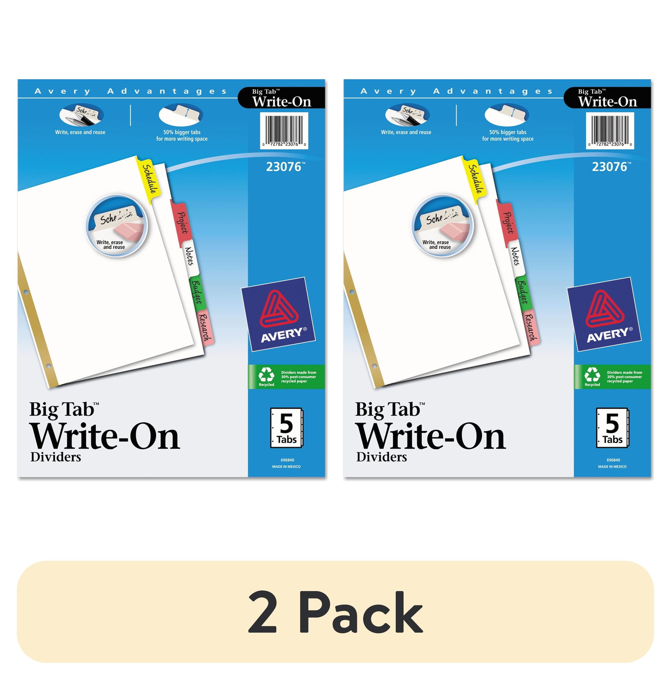 (2 pack) Avery Big Tab Write & Erase Dividers, Assorted Colors, 5 Tabs ...