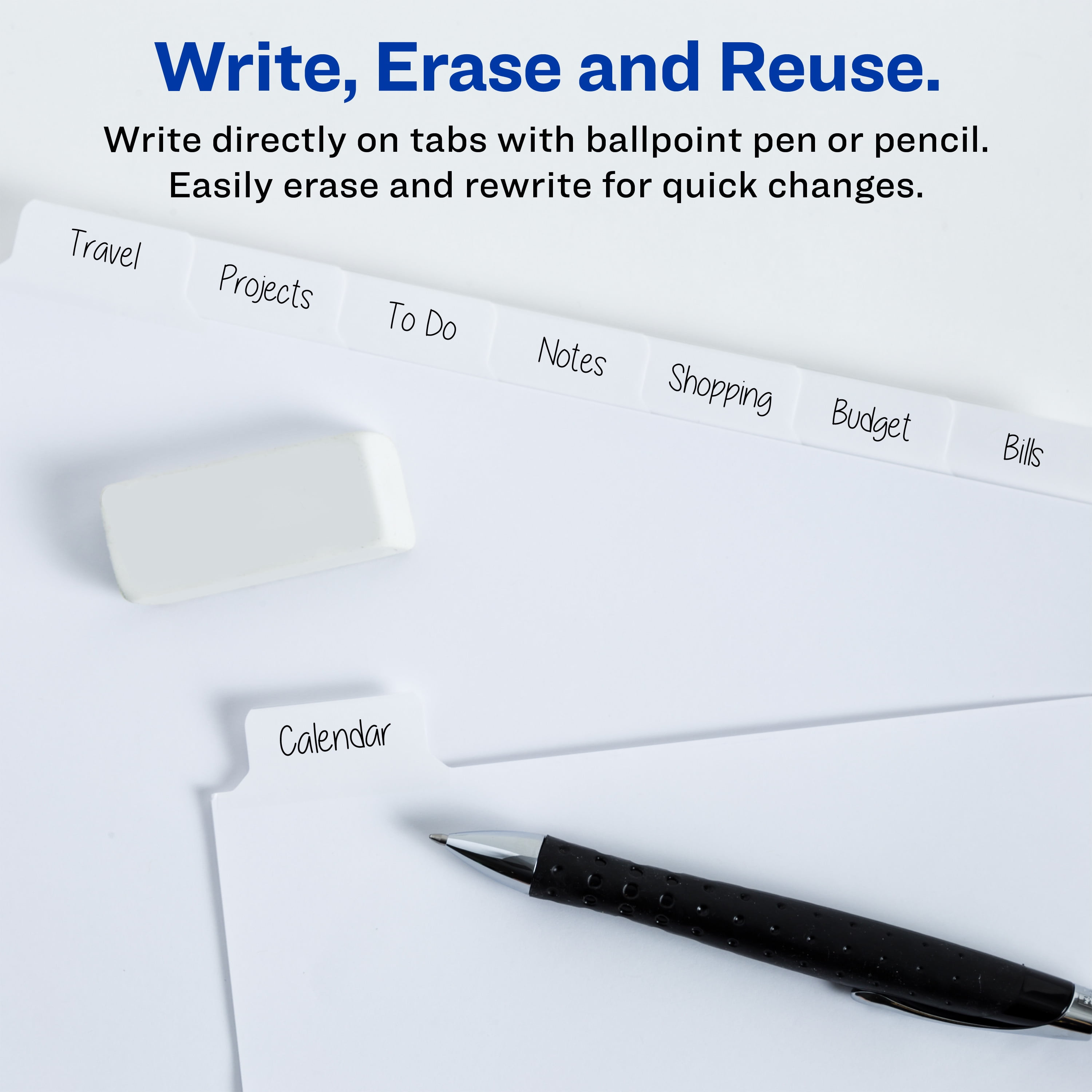 Avery Big Tab Write & Erase Dividers, 8 White Tabs, 1 Set (23078) - 48 ...