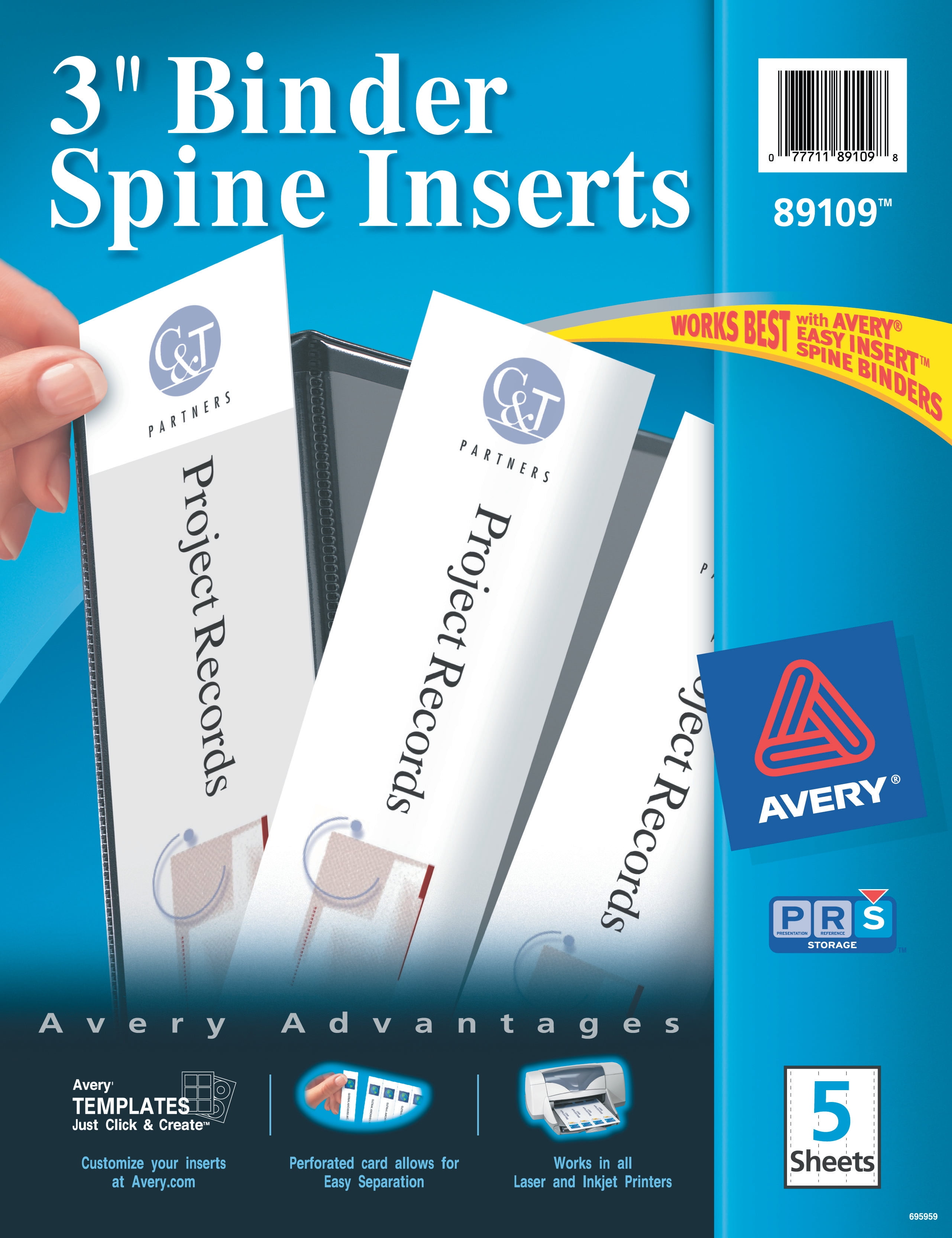 Avery Binder Spine Inserts, 3" Spine Width, 3 Inserts/Sheet, 5 Sheets ...