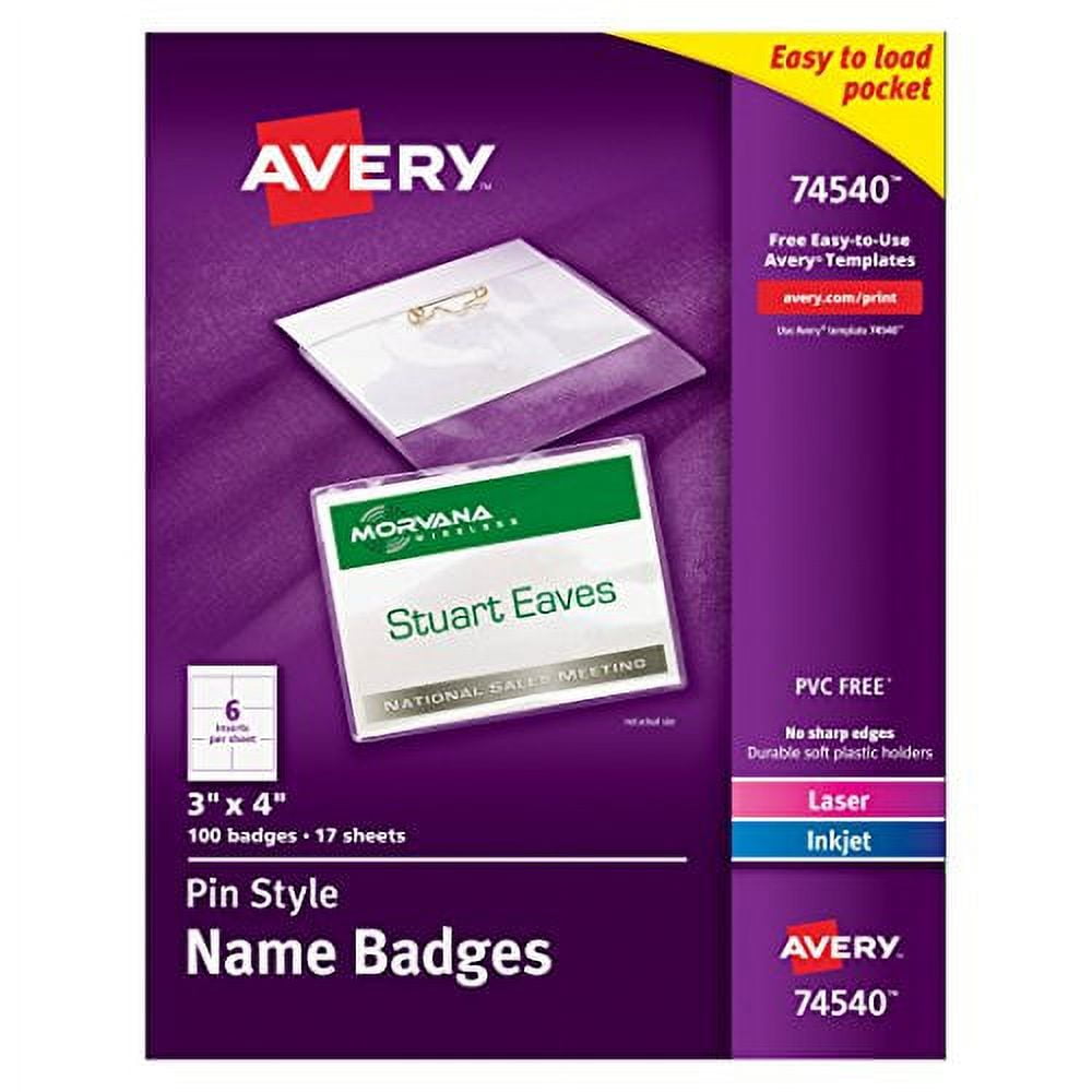Avery Blank 3" x 4" Identification Badges, White, 100 Packs - Walmart.com