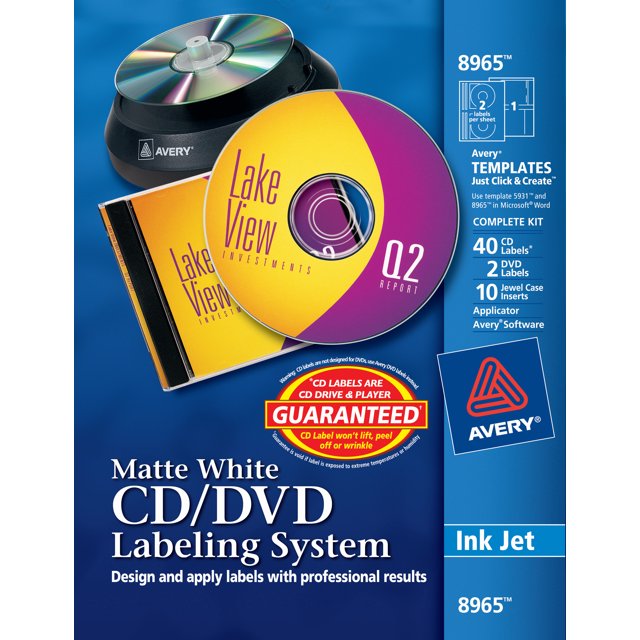 Avery CD/DVD Labeling System, Permanent Adhesive, Matte, 40 Labels ...