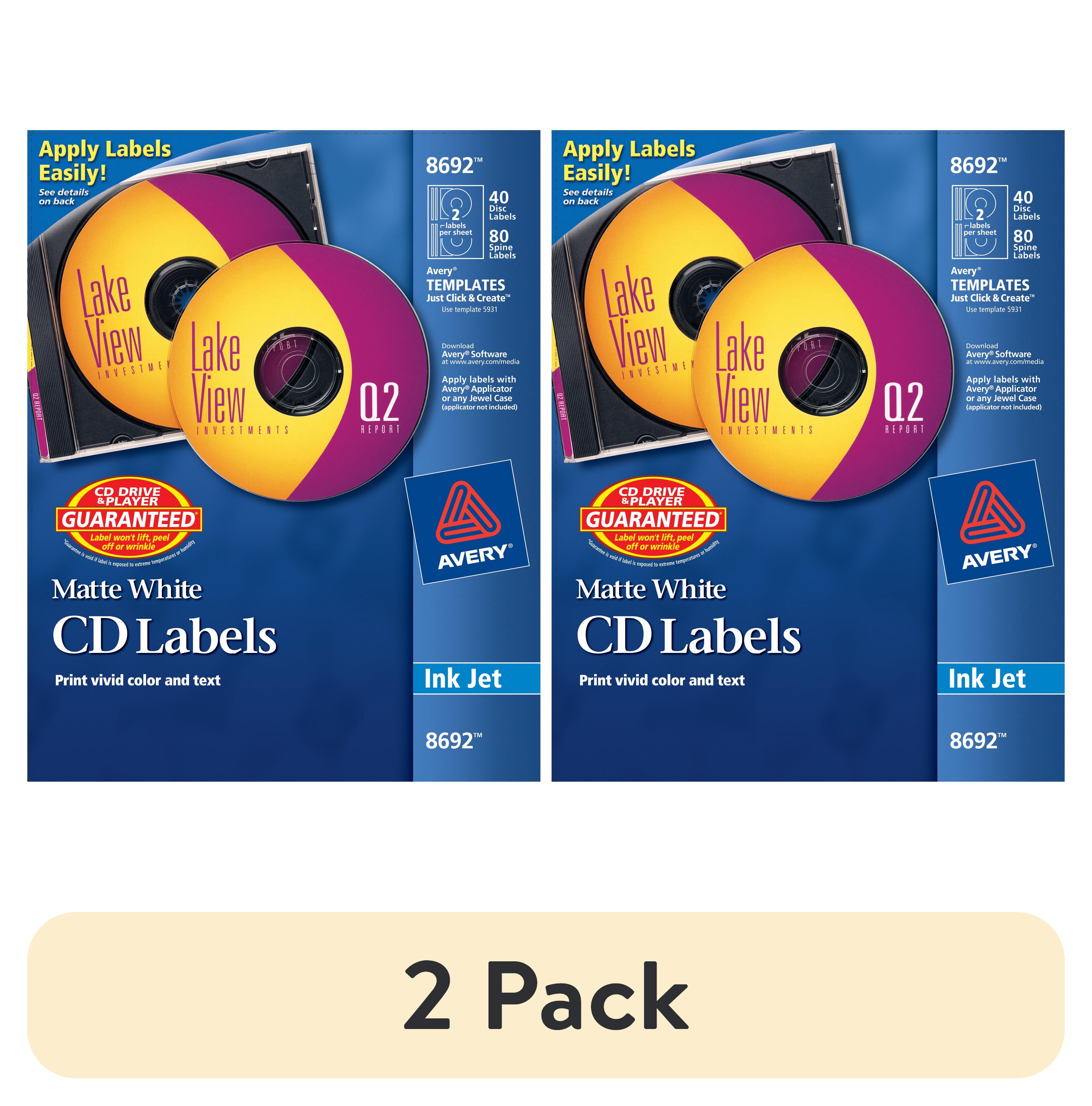 (2 pack) Avery Printable CD Labels, 40 CD Labels & 80 Spine Labels ...