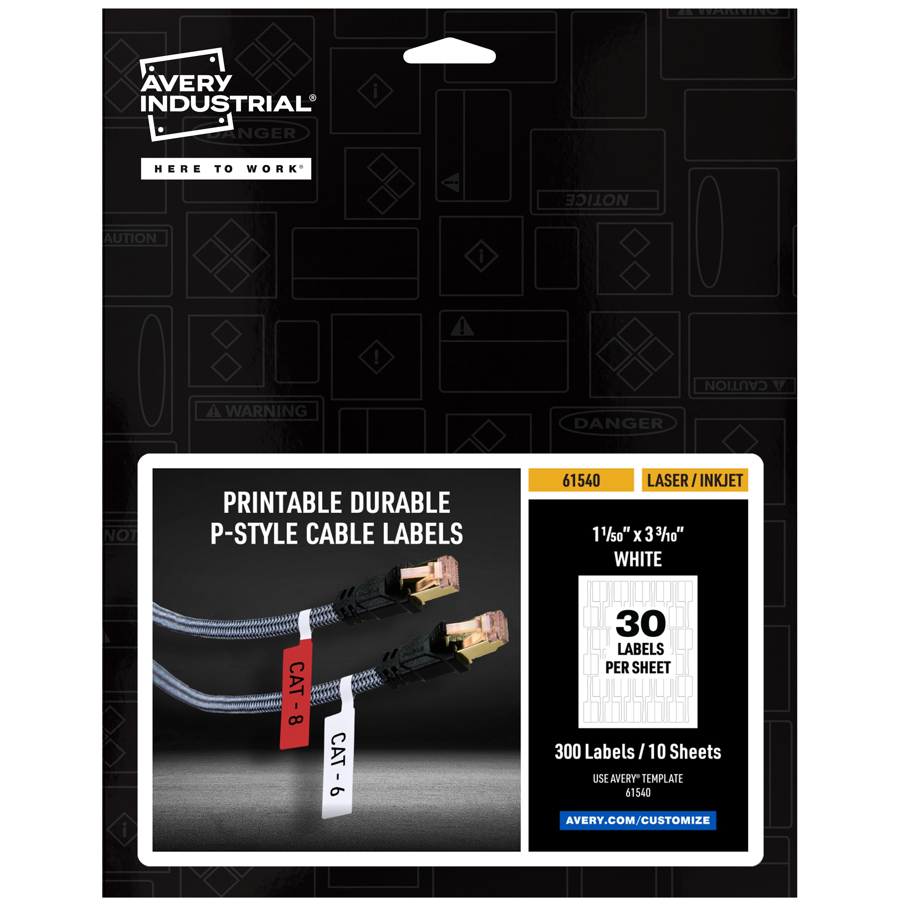 Avery Cable Labels, P-Style, 1.02" x 3.3", 300 Total (61540) - Walmart.com