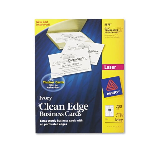 Avery Clean Edge Business Cards Laser 2 x 3 1/2 Ivory 200/Pack 5876 - Walmart.com