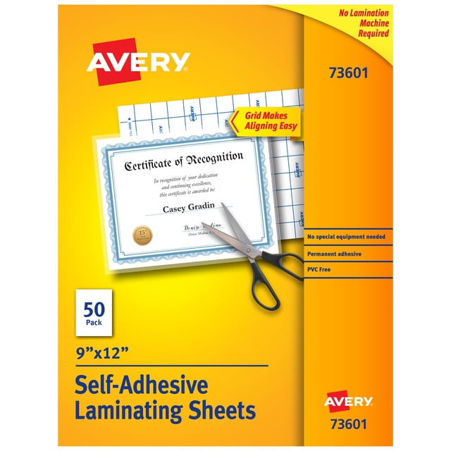 Avery Clear Laminating Sheets, 9x12, Permanent, 50ct for Office Use ...