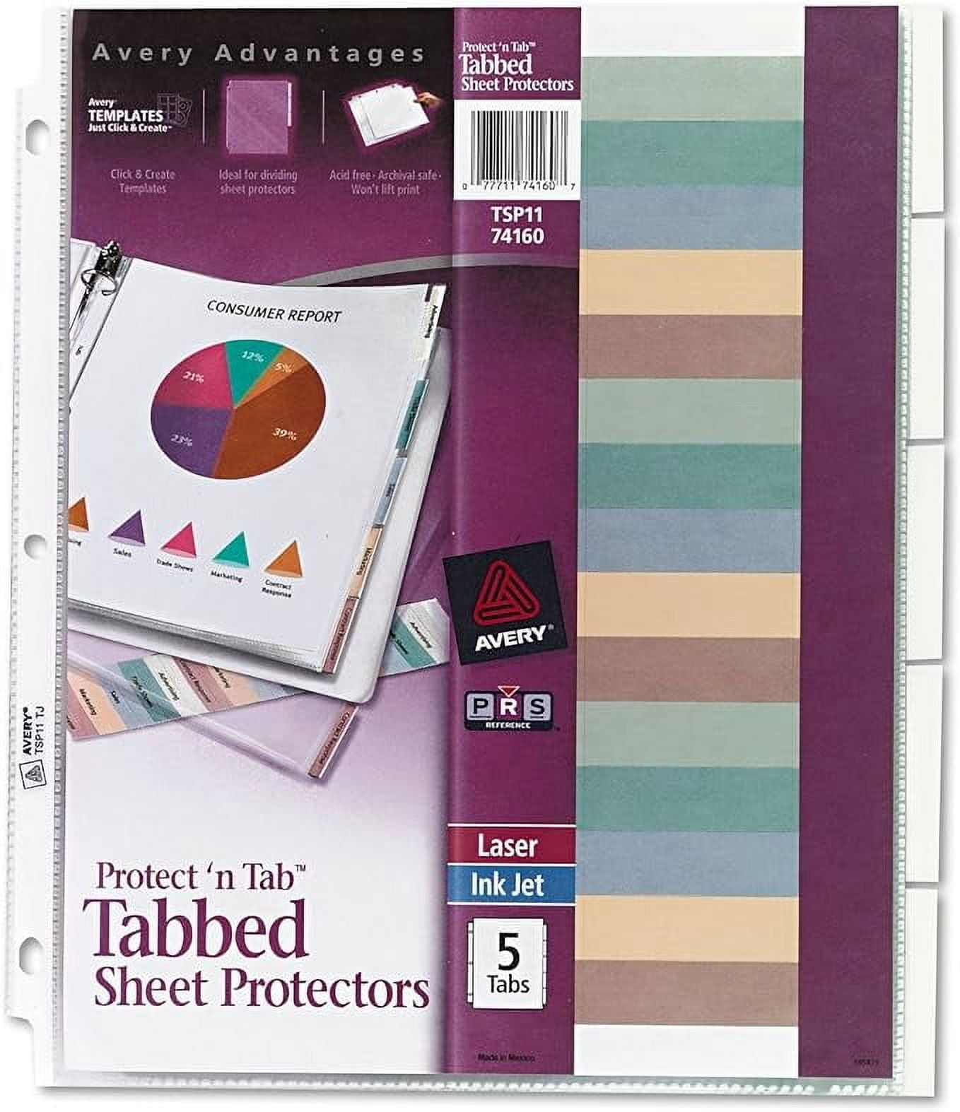 Avery Clear Protect 'n Tab Tabbed Sheet Protector Dividers, 5-Tab Set ...