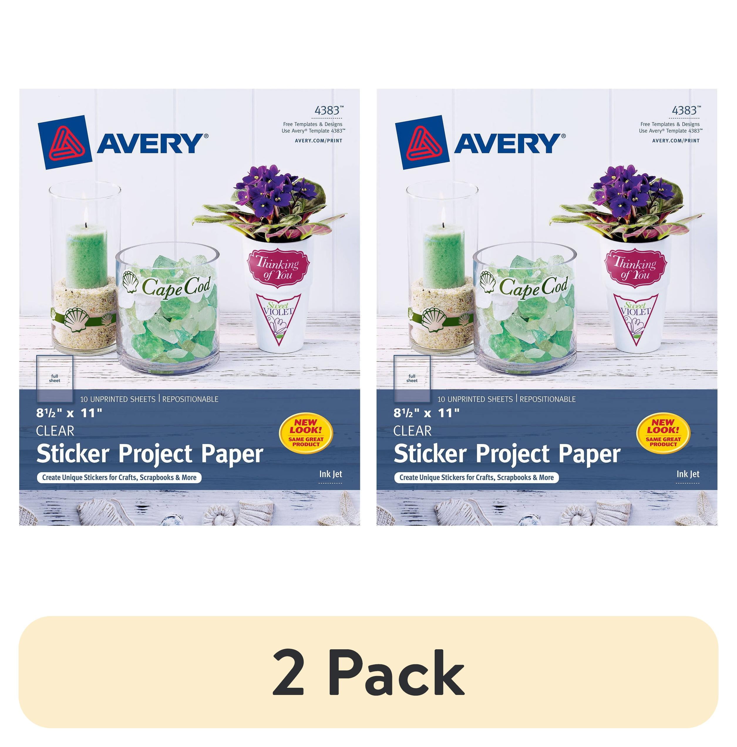 (2 pack) Avery Clear Sticker Project Paper, 8-1/2" x 11", Pack of 10 ...