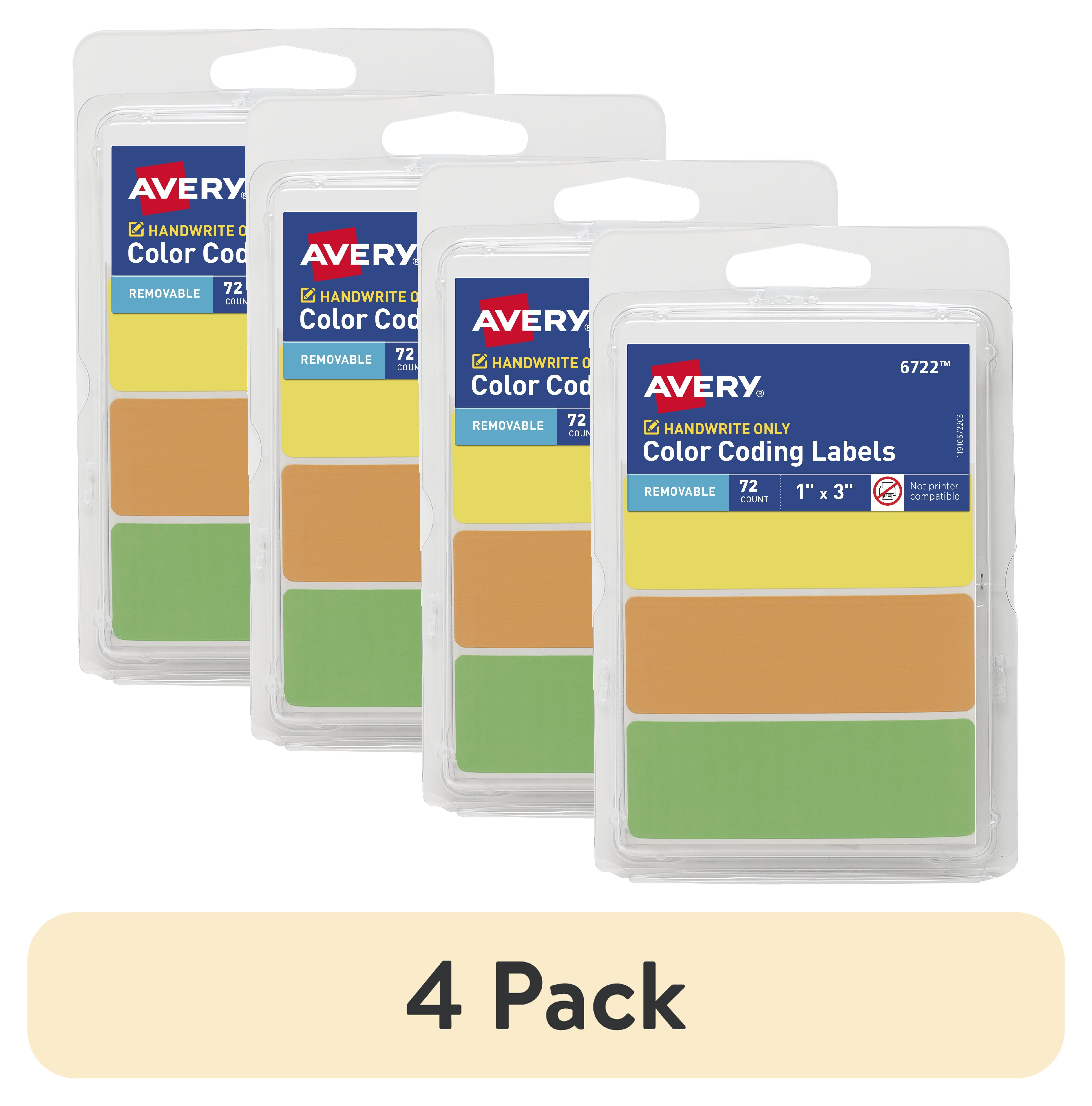 (4 pack) Avery Color Coding Labels, 1" x 3", Paper, Removable, Neon ...