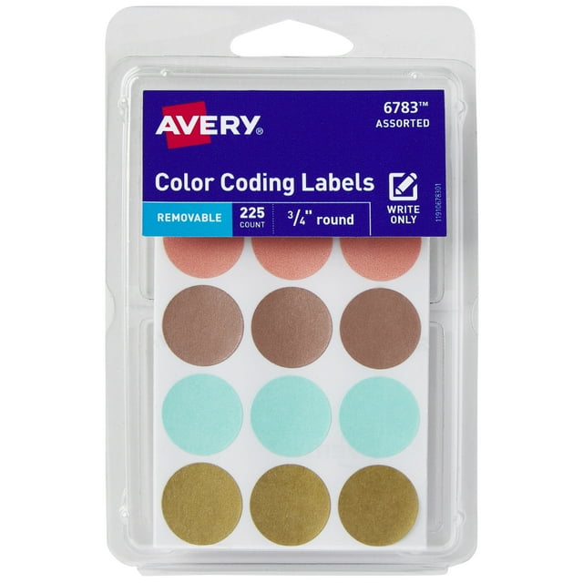 Avery Color Coding Labels, 3/4" Round, Paper, Removable, Metallic ...