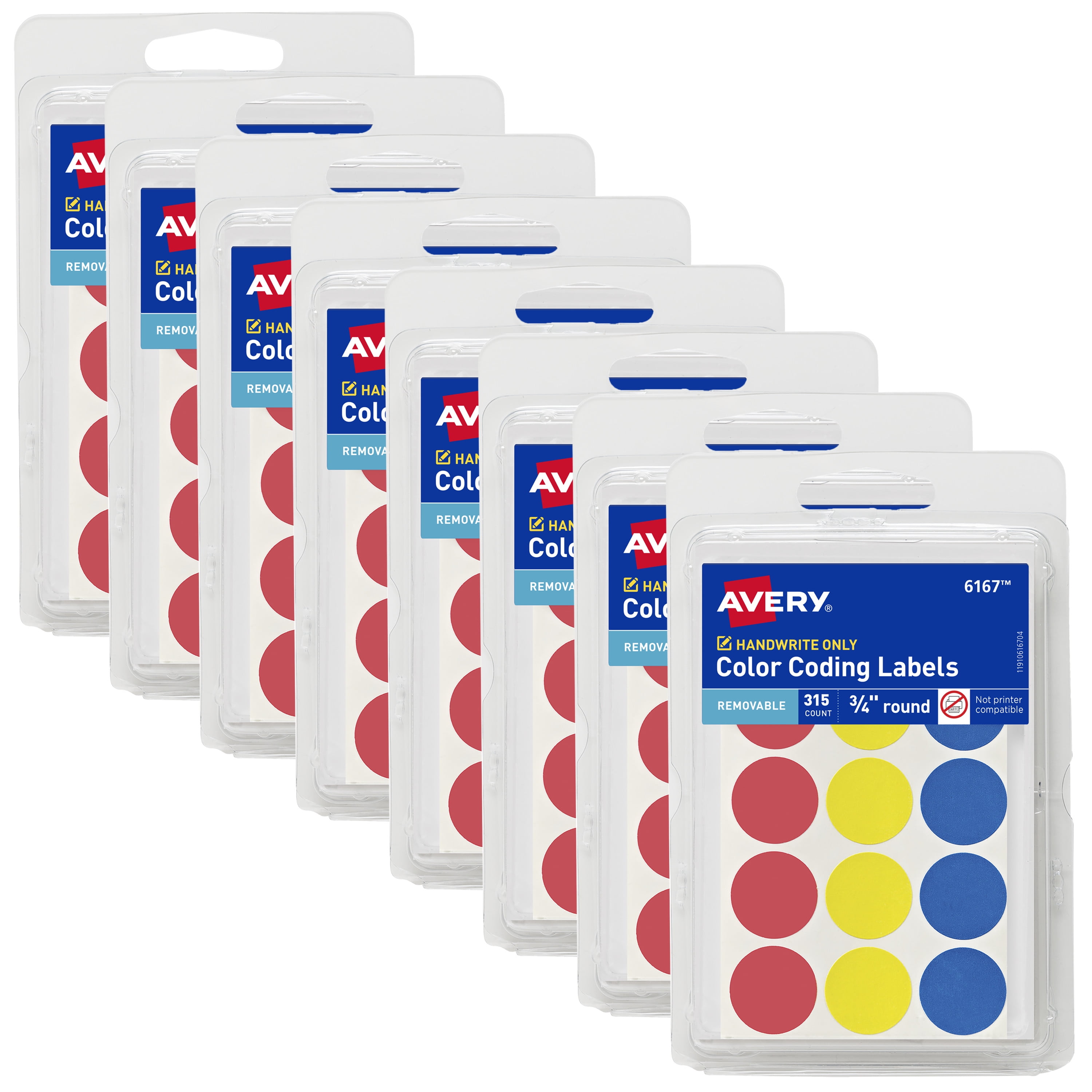 Avery Color-Coding Removable Labels, 3/4" Diameter, 8 Packs (21926) - Walmart.com