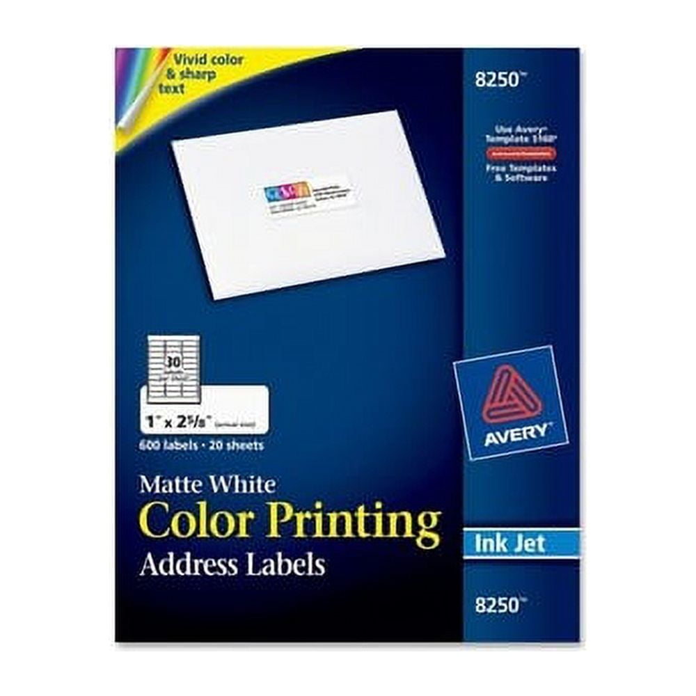 Avery Color Printing Labels, Sure Feed, 1"x2-5/8" 600 Labels (8250) 1 ...
