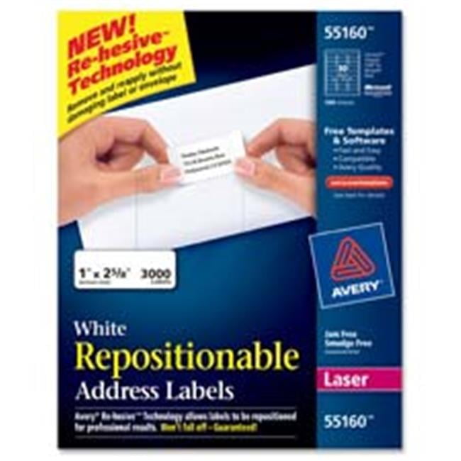 Avery Consumer Products Laser Labels- Address- 1in.x2-.63in.- White ...