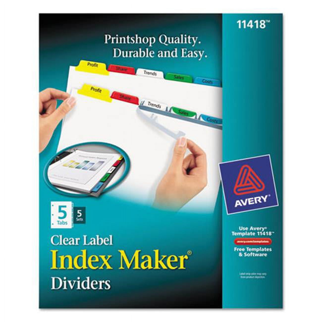 Avery Index Maker Paper Dividers with Print & Apply Label Sheets 5 Tabs ...