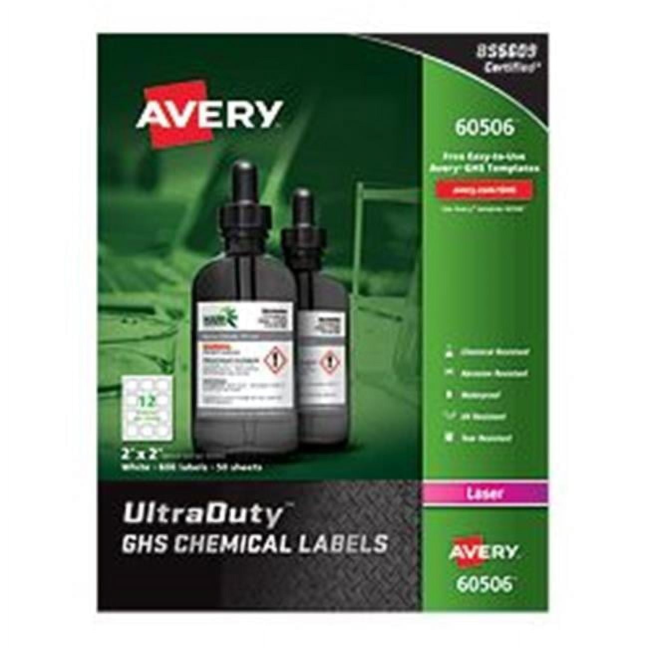 Avery-Dennison 60506 UltraDuty GHS Chemical Labels- White - 2 x 2 in ...