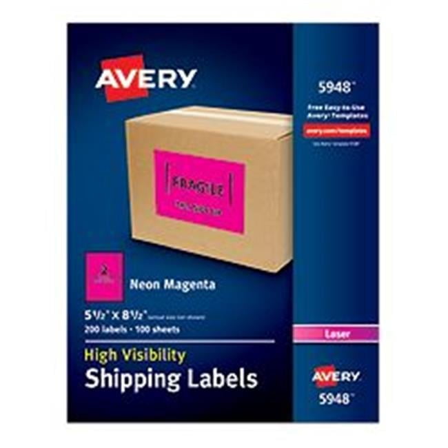 Avery-Dennison 5.5 X 8.5 In. High-Visibility Shipping Label, Magenta ...
